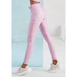 active by Lascana LASCANA ACTIVE Funktionsleggings '-Sportleggings' pink Gr. XS (32/34) für Damen. Mit Logoschriftzug, Logodruck, Allover-Druck. Figurbetont