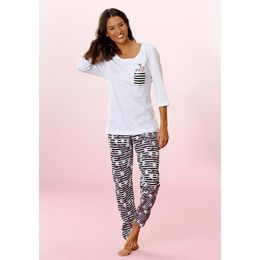 Vivance Dreams Pyjama mehrfarbig Gr. 48/50 für Damen. Mit Rundhals. Bequem. Nachhaltig.