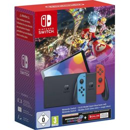 Nintendo Switch OLED-Modell + Mario Kart 8 Deluxe + 3 Monate Mitgliedschaft, blau|bunt|rot