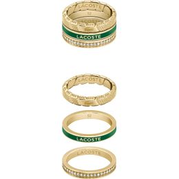 Ring-Set Lacoste "TRILA, 2040282B,C,D" Fingerringe Gr. 52, Edelstahl, bunt (gelbgoldfarben, grün, weiß, weiß) Damen Fingerringe