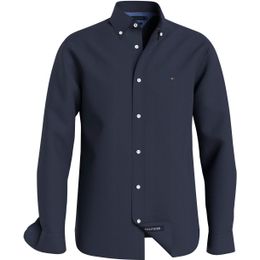 Leinenhemd Tommy Hilfiger "PIGMENT DYED LI SOLID RF SHIRT" Gr. XXXL, N-Gr, blau (carbon navy) Herren Hemden Langarm