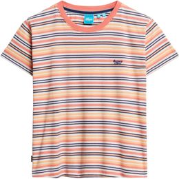 Superdry. T-Shirt, Baumwolle, Logo-Stickerei, für Damen, orange, 40
