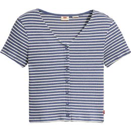 Levi's Levi's® T-Shirt, Knopfleiste, Streifen, für Damen, blau, M