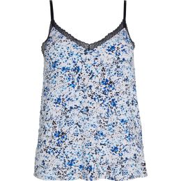 Tommy Hilfiger Schlafanzug-Oberteil, Allover-Print, Spitzendetails, für Damen, blau, XS