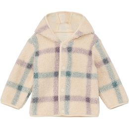 s.Oliver Fleecejacke, Kapuze, Karo-Design, für Babys und Kleinkinder, beige, 80