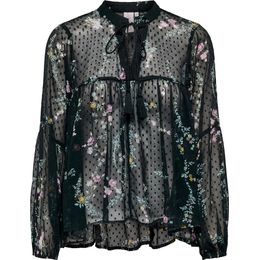 Only® Shirtbluse, transparent, floral, für Damen, schwarz, L