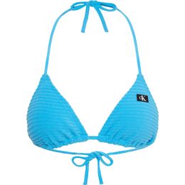 Calvin Klein Bikini-Oberteil, Rippstruktur, für Damen, blau, L