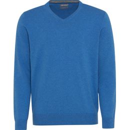 GALERIA essentials Pullover, Rippbündchen, V-Ausschnitt, für Herren, blau, S