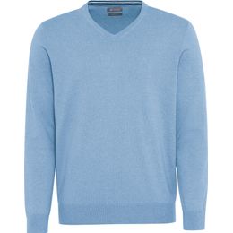 GALERIA essentials Pullover, Rippbündchen, V-Ausschnitt, für Herren, blau, XXL