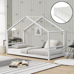 en.casa® en.casa Kinderbett Vardø 90x200cm Weiß mit Matratze