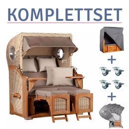 Strandkorb.co Strandkorb Amrum Teak PE shell Dessin 534-KOMPLETTSET