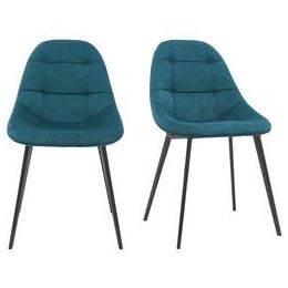 Miliboo Designer-Stühle aus petrolblauem Samt und Metall (2er-Set) COX