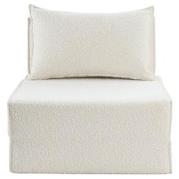 Miliboo Schlafsessel aus weißem Stoff mit Bouclé-Wolleffekt 1-Sitzer VICTOR