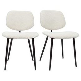 Miliboo Stühle aus weißem Stoff mit Bouclé-Wolleffekt und schwarzem Metall (2er-Set) TOBIAS