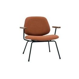 Miliboo Design-Sessel aus Stoff mit Bouclé-Wolleffekt in Terracotta, schwarzem Metall und dunklem Holz BARNET
