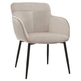 Miliboo Design-Stuhl aus taupefarbenem Samt und schwarzem Metall FRIDA