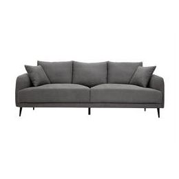 Miliboo Design-Sofa mit grauem Stoff im Samtdesign und schwarzem Metall 3-Sitzer JERRY