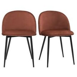 Miliboo Design-Stühle aus terracottafarbenem Samtstoff und schwarzem Metall (2er-Set) CELESTE