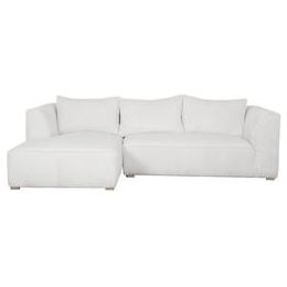 Miliboo Design-Ecksofa linksseitig aus écrufarbenem Cordstoff mit Samteffekt 3-4 Sitzer PANAM