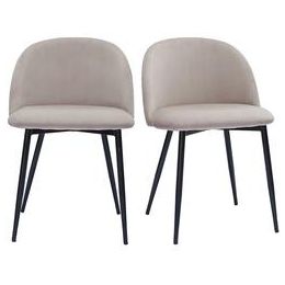 Miliboo Design-Stühle aus taupefarbenem Samtstoff und schwarzem Metall (2er-Set) CELESTE