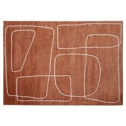 Miliboo Rechteckiger Teppich mit Line-Art-Muster in Terracotta und Weiß 160 x 230 cm TIANA