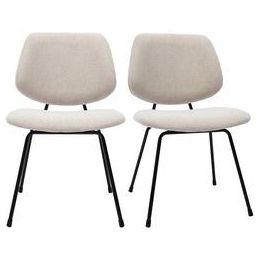 Miliboo Design-Stühle beiger Stoff mit Samteffekt und schwarzer Metallfuß (2er-Set) BARNET