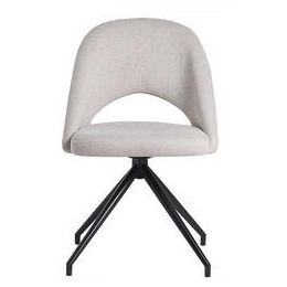 Miliboo Stuhl aus beigem Stoff mit texturiertem Samteffekt und schwarzem Metall 360° drehbar COSETTE