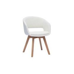 Miliboo Skandinavischer Stuhl aus weißem Stoff mit Bouclé-Wolleffekt und hellem Massivholz PRISMA
