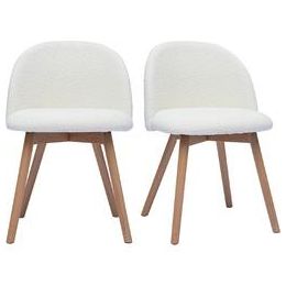 Miliboo Skandinavische Stühle aus Stoff mit Bouclé-Wolleffekt und hellem Massivholz (2er-Set) CELESTE