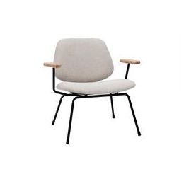 Miliboo Design-Sessel im beigen Samtdesign mit schwarzem Metall und hellem Holz BARNET