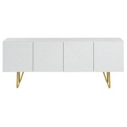 Miliboo Design-TV-Möbel mit weißer Gravur und goldfarbenem Metall B140 cm OZEN