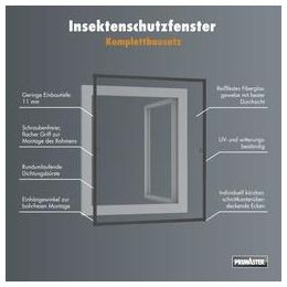 Primaster Fliegenschutz-Fenster 130 x 150 cm schwarz/anthrazit kürzbar