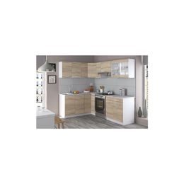 VICCO K&Uuml;CHENZEILE L 230CM K&Uuml;CHENBLOCK WINKEL ECK EINBAU SONOMA EICHE R-LINE