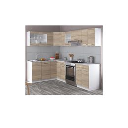 VICCO K&Uuml;CHENZEILE L 250CM K&Uuml;CHENBLOCK WINKEL ECK EINBAU SONOMA EICHE R-LINE