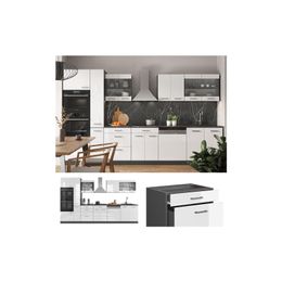 VICCO K&uuml;chenzeile K&uuml;chenblock Einbauk&uuml;che R-Line 350 cm Anthrazit Wei&szlig; Hochglanz K&uuml;che