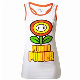 Bioworld Nintendo Girls- Top Flower Power, weiss -L-