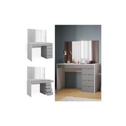 VICCO Schminktisch Elise Wei&szlig; Grau 115 x 76 cm modern Frisiertisch Schubladen Spiegel