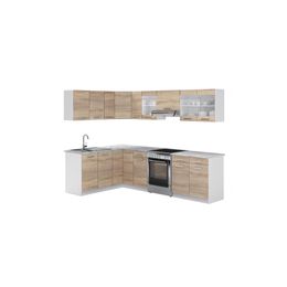 VICCO K&Uuml;CHENZEILE L 270CM K&Uuml;CHENBLOCK WINKEL ECK EINBAU SONOMA EICHE R-LINE