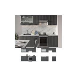 VICCO K&uuml;che Fame-Line 240 cm K&uuml;chenzeile Landhaus K&uuml;chenblock Einbau Anthrazit