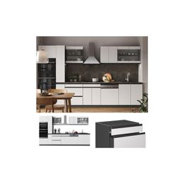 VICCO K&uuml;chenzeile K&uuml;chenblock Einbauk&uuml;che R-Line J-Shape Anthrazit Wei&szlig; 350 cm modern K&uuml;chenschr&auml;nke K&uuml;chenm&ouml;bel