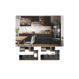 VICCO K&uuml;chenzeile K&uuml;chenblock Einbauk&uuml;che Fame-Line Eiche Anthrazit 280 cm modern Sp&uuml;lenunterschrank Unterschrank Schubunterschrank H&auml;ngeschrank Mikrowellenschrank Apothekerunterschrank