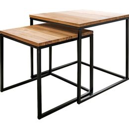 Beistelltisch PAROLI Tische Gr. B/H/T: 45 cm x 47 cm x 45 cm, braun (eiche, schwarz, eiche) Beistelltische