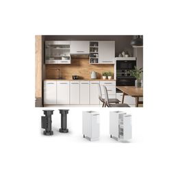 VICCO Apothekerunterschrank 30 cm Wei&szlig; Hochglanz K&uuml;chenschrank Apothekerschrank K&uuml;chenzeile Fame-Line