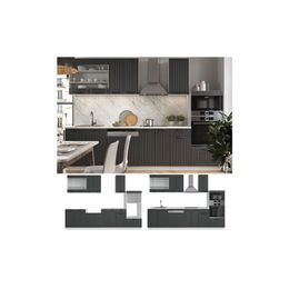 VICCO K&uuml;che Fame-Line 240 cm K&uuml;chenzeile Landhaus K&uuml;chenblock Einbau Anthrazit