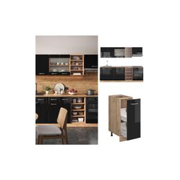 VICCO K&uuml;chenzeile R-Line Solid Eiche Schwarz 240 cm modern K&uuml;chenschr&auml;nke K&uuml;chenm&ouml;bel