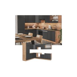 VICCO Eckk&uuml;che K&uuml;chenzeile Einbauk&uuml;che Fame-Line Landhaus Eiche Anthrazit Gold 227x287 cm Sp&uuml;lenunterschrank Schubunterschrank Eckunterschrank Herdumbauschrank H&auml;ngeschrank K&uuml;hlumbauschrank