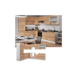 VICCO Eckk&uuml;che K&uuml;chenzeile Einbauk&uuml;che Fame-Line Wei&szlig; Eiche 227x287 cm modern Sp&uuml;lenunterschrank Schubunterschrank Eckunterschrank Herdumbauschrank H&auml;ngeschrank K&uuml;hlumbauschrank H&auml;ngeglasschrank