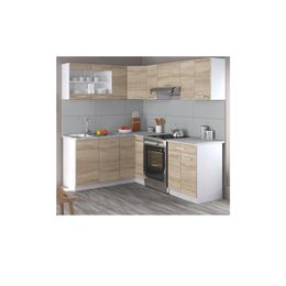 VICCO K&Uuml;CHENZEILE L 210CM K&Uuml;CHENBLOCK WINKEL ECK EINBAU SONOMA EICHE R-LINE