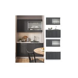 VICCO K&uuml;chenzeile K&uuml;chenblock Einbauk&uuml;che Fame-Line Single Landhaus Wei&szlig; Anthrazit Gold 140 cm modern K&uuml;chen Schr&auml;nke Sp&uuml;lenunterschrank Schubunterschrank H&auml;ngeschrank H&auml;ngeglasschrank