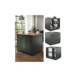 VICCO K&uuml;cheninsel K&uuml;chenblock Einbauk&uuml;che Fame-Line Landhaus Anthrazit Gr&uuml;n 90 cm Gold K&uuml;chen Schr&auml;nke Apothekerunterschrank Schubunterschrank Regalinselunterschrank Softclose-Scharnier K&uuml;chenm&ouml;bel